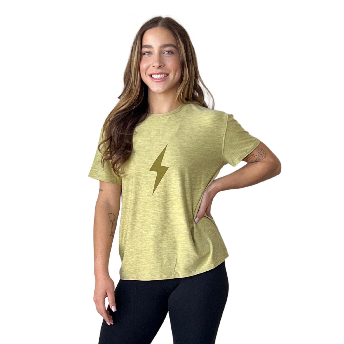 BRUCE BOLT Women's Short Sleeve "BOLT" SuperSoft Leek Green TShirt