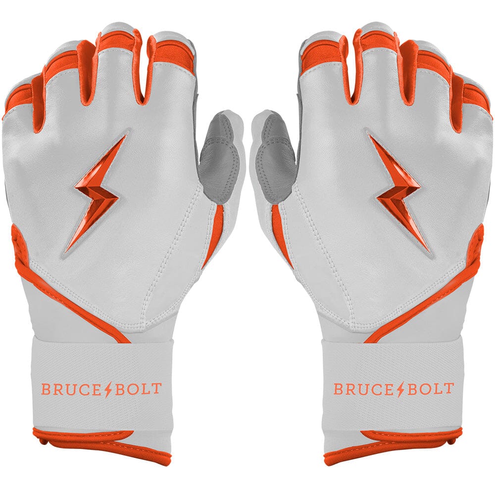 Orange and White Batting Gloves | Full Wrap Batting Gloves – BRUCE BOLT