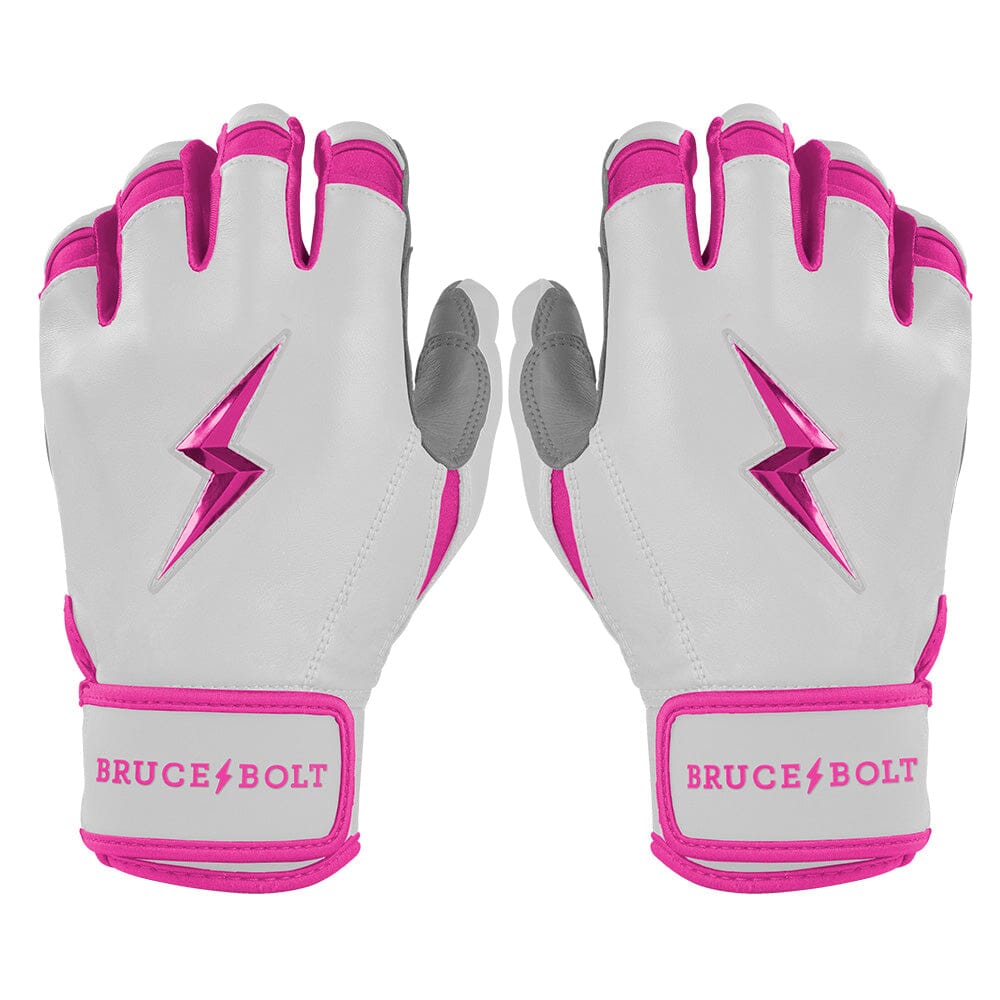Pink and White Batting Gloves | BRUCE BOLT CHROME Series