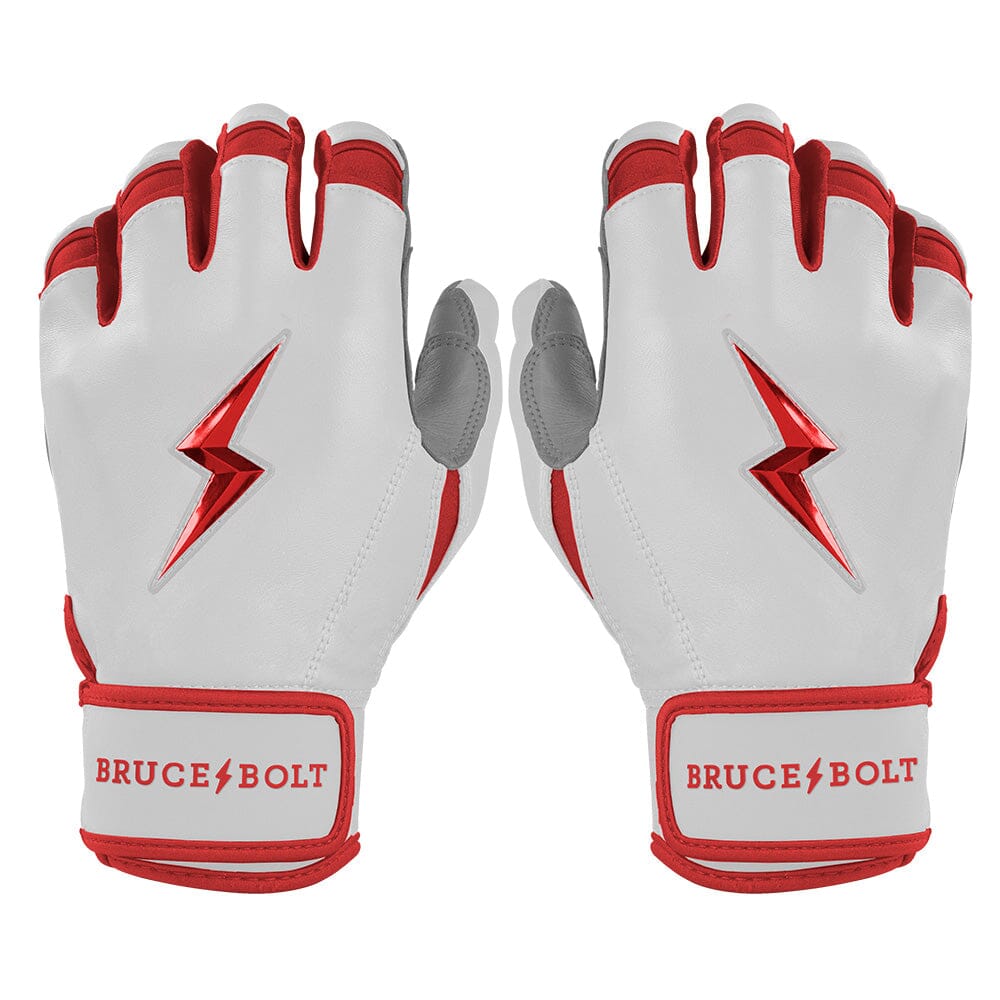 Red and White Batting Gloves | Leather Batting Gloves – BRUCE BOLT