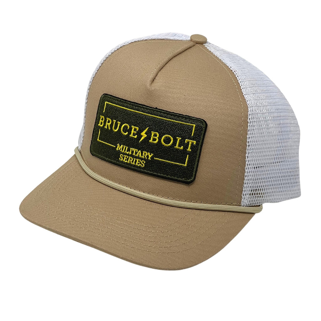 BRUCE BOLT FOAM HATS, 6 PANEL TRUCKER HATS, STRETCH FIT HATS WITH BOLT