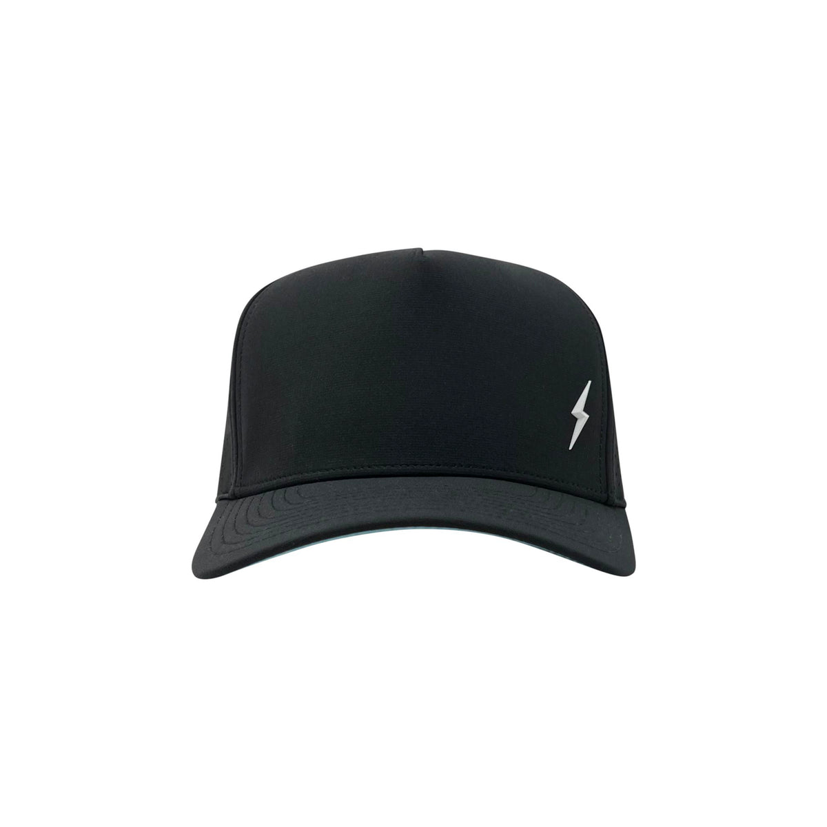 BRUCE BOLT Standard 5-Panel Snapback Hat - BLACK w/ WHITE BOLT
